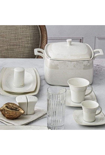 12 Kişilik 85 Parça Kare Yemek Takımı