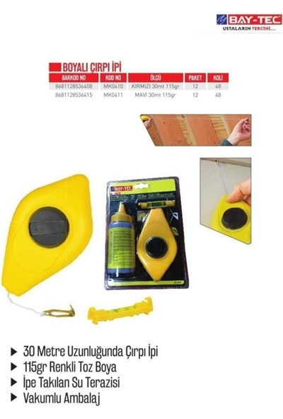 Bay-Tec Boyalı Çırpı Ipi Kırmızı 30 M Baytec
