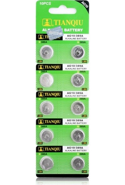 Tıanqıu AG10 LR1130/389 Alkalin 10'lu Düğme Pil Tıanqıu AG10 LR1130/389 Alkalin 10'lu Düğme Pil