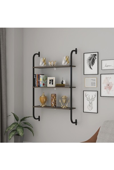 Sensa Metal Kitaplık 3 Raflı Duvar Kitaplığı Raf Kütüphane - Koyu Ceviz Sensa Metal Kitaplık 3 Raflı Duvar Kitaplığı Raf Kütüphane - Koyu Ceviz