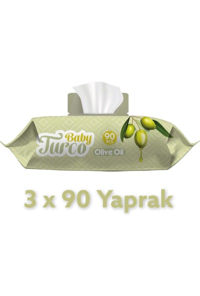 Baby Turco Zeytinyağlı Islak Bebek Havlusu 3'lü Baby Turco Zeytinyağlı Islak Bebek Havlusu 3'lü