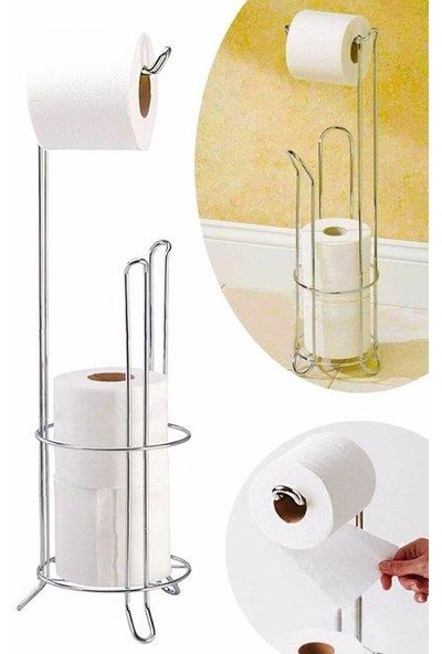 Ayaklı Wc Kağıtlığı Yedek Hazneli Tuvalet Kağıtlık