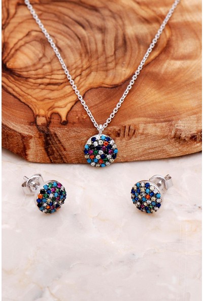 Sümer Telkari Mix Taşlı Mini Ikili Gümüş Set 2018