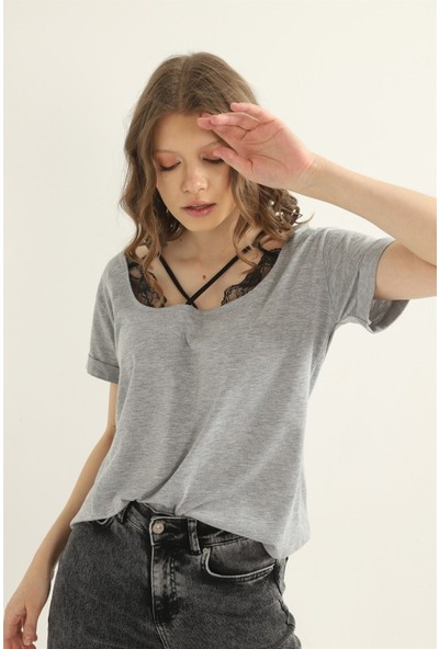 Elbee Dantelli Kadın T-Shirt