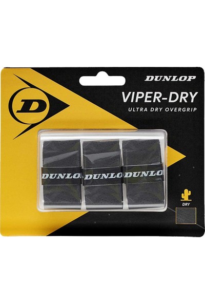 Dunlop Viper-Dry 3'lü Siyah Tenis Overgrip Dunlop Viper-Dry 3'lü Siyah Tenis Overgrip
