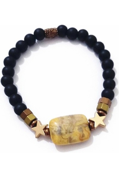 Funny Takı Somun ve Yıldız Şeklinde Hematit Doğaltaşlı Unisex Bileklik