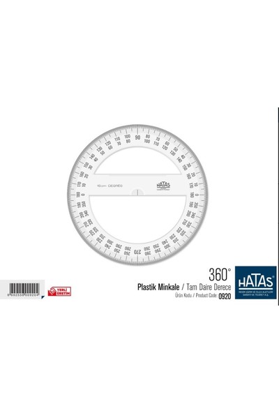 Hatas Hatas Minkale (Açı Ölçer) Pvc Tam Daire 15CM Hatas Hatas Minkale (Açı Ölçer) Pvc Tam Daire 15CM