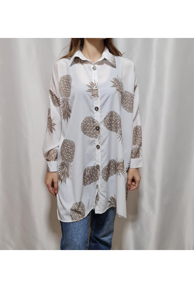 Vera 2732 Tunik Ananas Desen Gömlek
