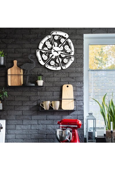 Biomak Pizza Figürlü Beyaz Ahşap Duvar Saati Ebat : 38X38 cm Biomak Pizza Figürlü Beyaz Ahşap Duvar Saati Ebat : 38X38 cm