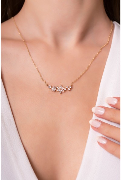 Eva Unutma Beni Çiçeği 14 K Rose Altın Kaplama Kadın Kolye