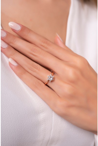 Eva Çiçek Model Tektaş Rose/ Kaplama Ayarlanabilir Kadın Yüzük Eva Çiçek Model Tektaş Rose/ Kaplama Ayarlanabilir Kadın Yüzük