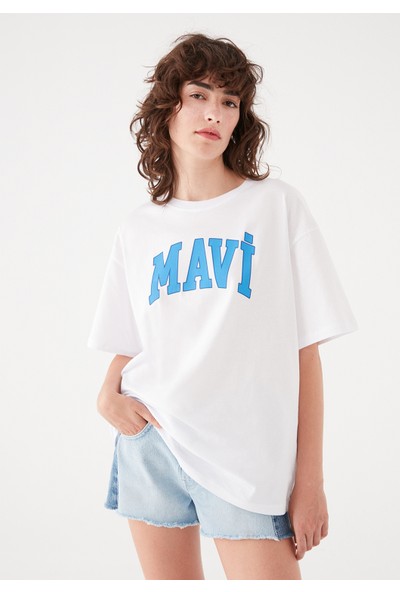 Mavi Kadın Mavi Logo Baskılı Beyaz Tişört 1600843-620