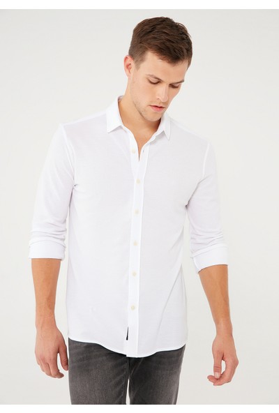 Mavi Uzun Kol Beyaz Gömlek