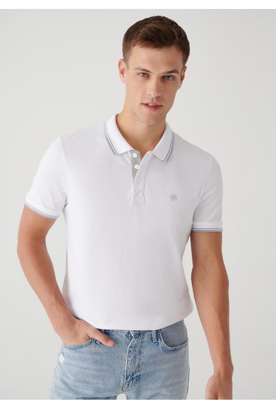 Mavi Erkek Beyaz Polo Tişört 064164-27879