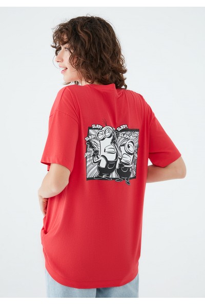 Mavi Kadın Minions Baskılı Kırmızı Tişört 1601218-35686