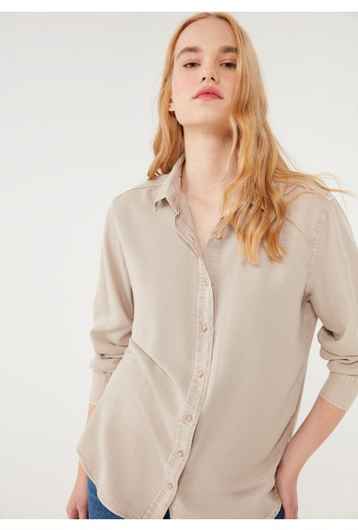 Mavi Kadın Lux Touch Bej Lyocell Gömlek 122823-28297