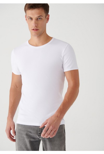 Mavi Erkek Beyaz Basic Tişört 063747-620 Mavi Erkek Beyaz Basic Tişört 063747-620