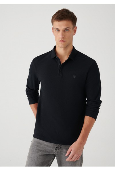 Mavi Erkek Uzun Kollu Siyah Polo Tişört 065018-900