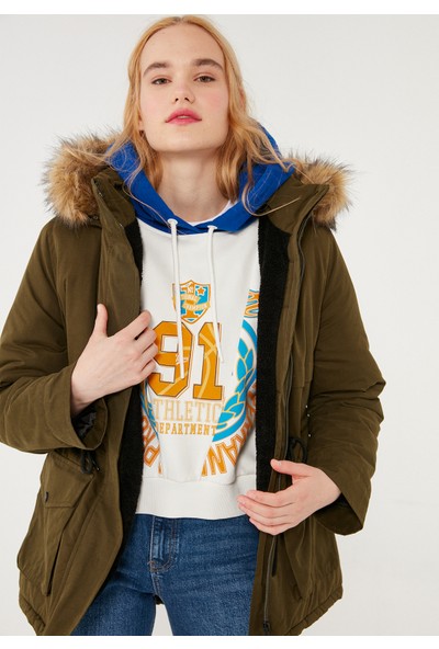 Mavi Kadın Kürklü Yeşil Parka 110691-32168