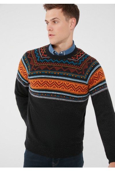 Mavi Erkek Jakarlı Kazak 070656-29822