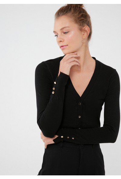 Mavi Kadın Düğmeli Siyah Hırka 171344-900