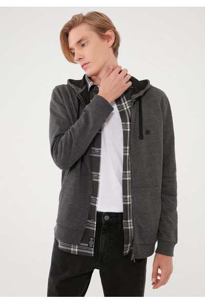 Mavi Erkek Fermuarlı Gri Sweatshirt 065582-29758