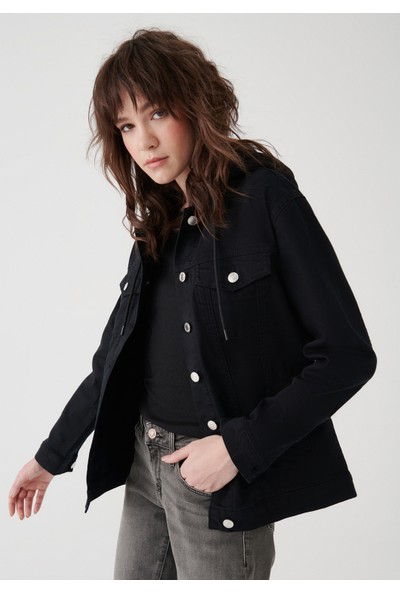 Mavi Kadın Karla Siyah Jean Ceket 110154-32065
