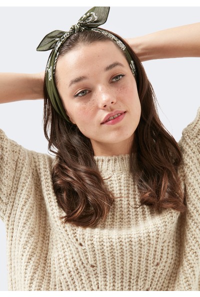 Mavi Kadın Desenli Yeşil Bandana 197822-32134