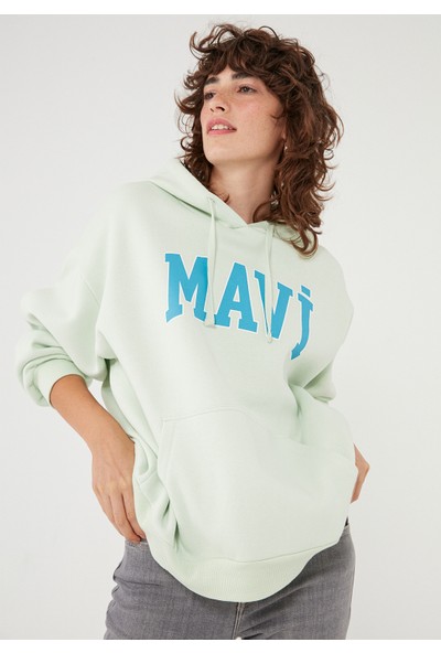Mavi Kadın Mavi Logo Baskılı Yeşil Sweatshirt 1600361-34126