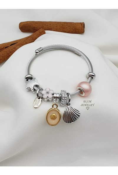 Bluw Jewelry Çelik Deniz Kabuğu Charmlı Bileklik