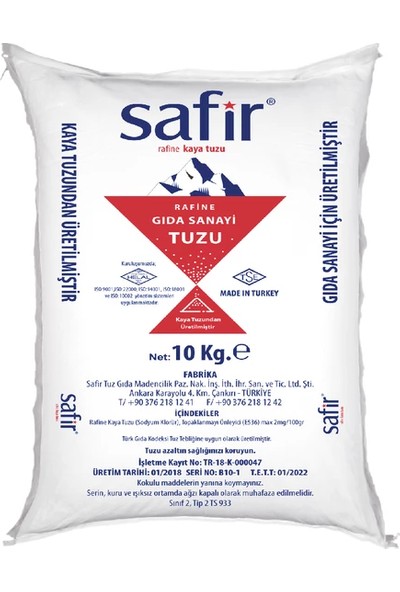 Safir 10 kg Rafine Çankırı Kaya Tuzu Safir 10 kg Rafine Çankırı Kaya Tuzu