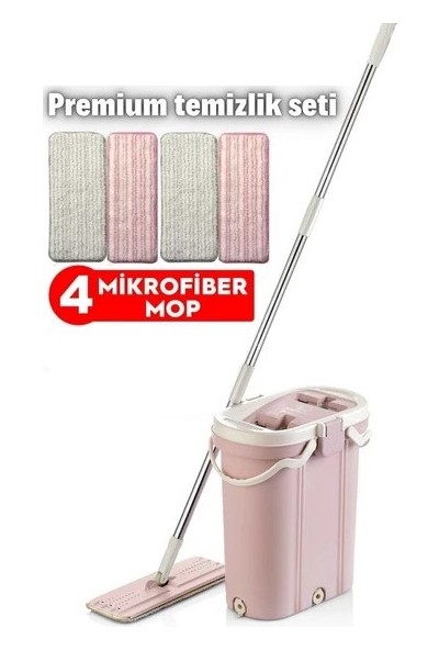 Vip Ahmet Vip Set Premium Mop Temizlik Seti + 4'lü Yedek Bez