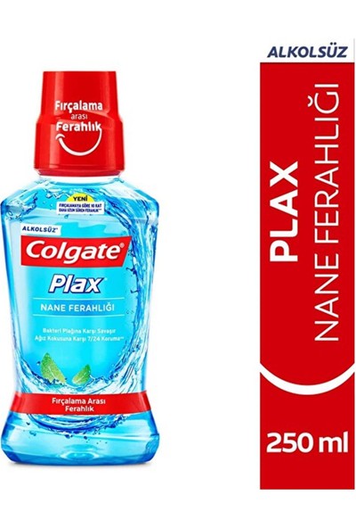 Colgate Plax Nane Ferahlığı Plağa Karşı Alkolsüz Ağız Bakım Suyu 250 ml Colgate Plax Nane Ferahlığı Plağa Karşı Alkolsüz Ağız Bakım Suyu 250 ml