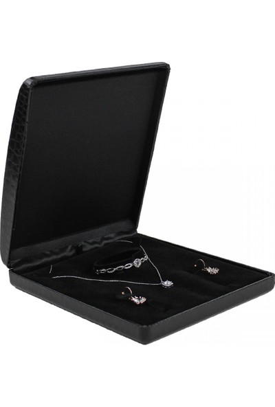 Entina Deri Mücevher Set Kutusu Siyah Renk Entina Deri Mücevher Set Kutusu Siyah Renk