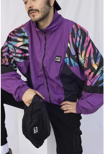 Vatkalimon Mor-Siyah Renkli Bomber Ceket
