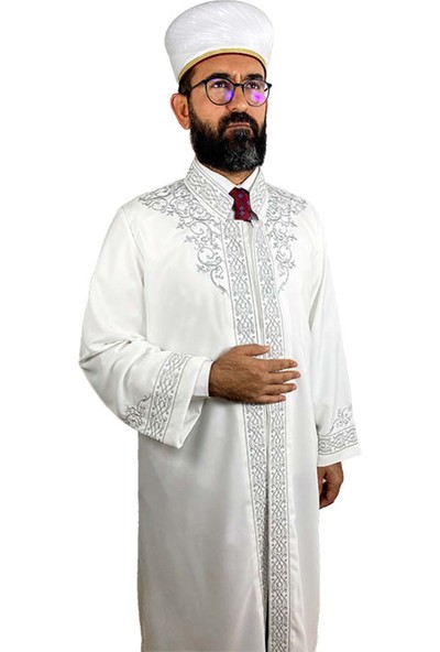 İcma Osmanlı Nakışlı Gri Işlemeli Imam Cübbe Çıtçıtlı Krem - 4(Xl) İcma Osmanlı Nakışlı Gri Işlemeli Imam Cübbe Çıtçıtlı Krem - 4(Xl)