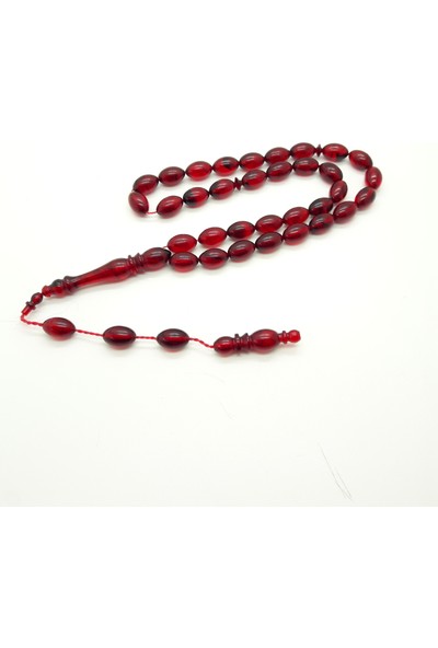 Kehribar Atölyesi Bordo Siyah Hareli Sistemli Ateş Kehribar Tesbih