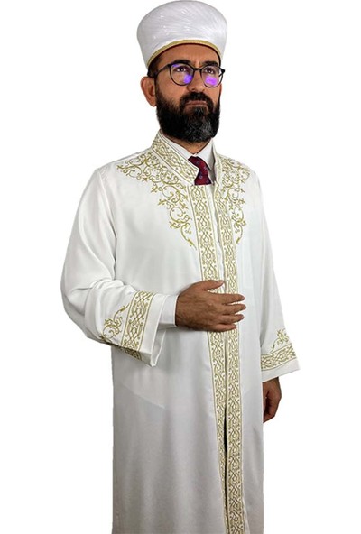 İcma Osmanlı Nakışlı Altın Işlemeli Imam Cübbe Çıtçıtlı Krem - 1(S) İcma Osmanlı Nakışlı Altın Işlemeli Imam Cübbe Çıtçıtlı Krem - 1(S)