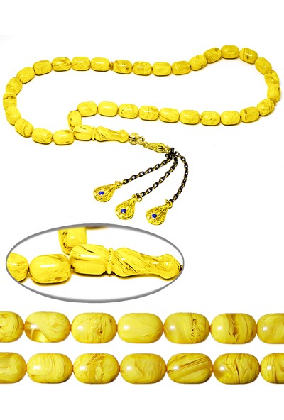 Tesbih Atölyesi Sarı Renkli Kapsül Kesim Mineli Püsküllü Sıkma Kehribar Tesbih Tesbih Atölyesi Sarı Renkli Kapsül Kesim Mineli Püsküllü Sıkma Kehribar Tesbih