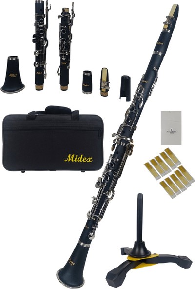 Midex BNS-4000 Pak Sol Klarnet 4 Yüzüklü (STAND + 10 ADET KAMIŞ + Full SET)