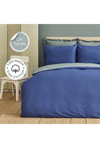 Karaca Home Basic Gri İndigo %100 Pamuk Çift Taraflı Tek Kişilik Nevresim Takımı Karaca Home Basic Gri İndigo %100 Pamuk Çift Taraflı Tek Kişilik Nevresim Takımı