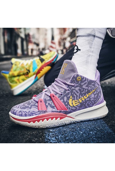 LRsmile Erkek Yüksek Topuk Kaymaz Basketbol Ayakkabısı - Mor/Sarı (Yurt Dışından) LRsmile Erkek Yüksek Topuk Kaymaz Basketbol Ayakkabısı - Mor/Sarı (Yurt Dışından)