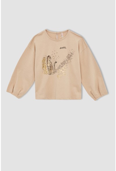 DeFacto Kız Çocuk Regular Fit Leopar Desenli Uzun Kollu Tişört W4507A621WN DeFacto Kız Çocuk Regular Fit Leopar Desenli Uzun Kollu Tişört W4507A621WN