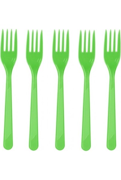 Organizasyon Pazarı Plastik Çatal Yeşil Renkli 25'li