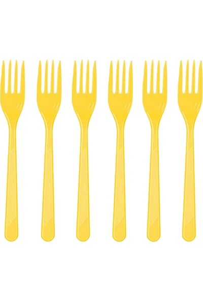 Organizasyon Pazarı Plastik Çatal Sarı Renkli 25'li