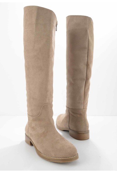 Bambi Vizon Süet Kadın Çizme K035272826