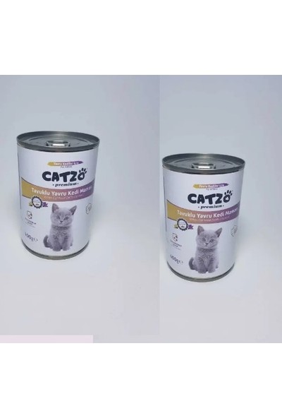 Catzo Konserve Yavru Kedi Maması Tavuklu 400 gr x 2 Catzo Konserve Yavru Kedi Maması Tavuklu 400 gr x 2