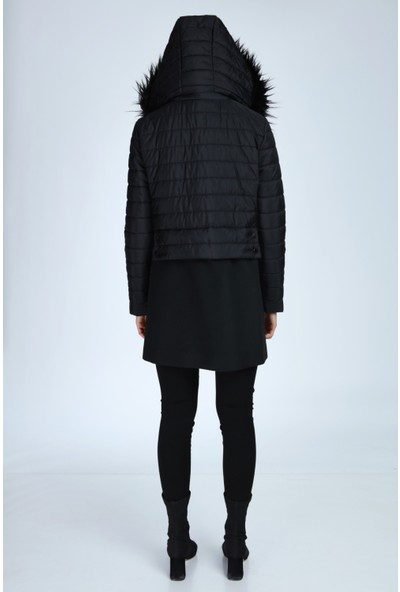 Veger Kapitone Detaylı Kaşe Kaban