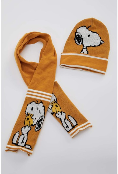 DeFacto Kız Çocuk Snoopy Lisanslı Atkı Bere 2'li Takım V1259A621WN