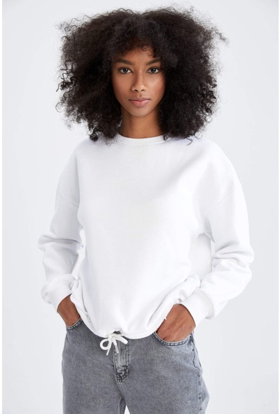 DeFacto Relax Fit Bisiklet Yaka İçi Polarlı Uzun Kollu Sweatshirt X3245AZ21WN DeFacto Relax Fit Bisiklet Yaka İçi Polarlı Uzun Kollu Sweatshirt X3245AZ21WN
